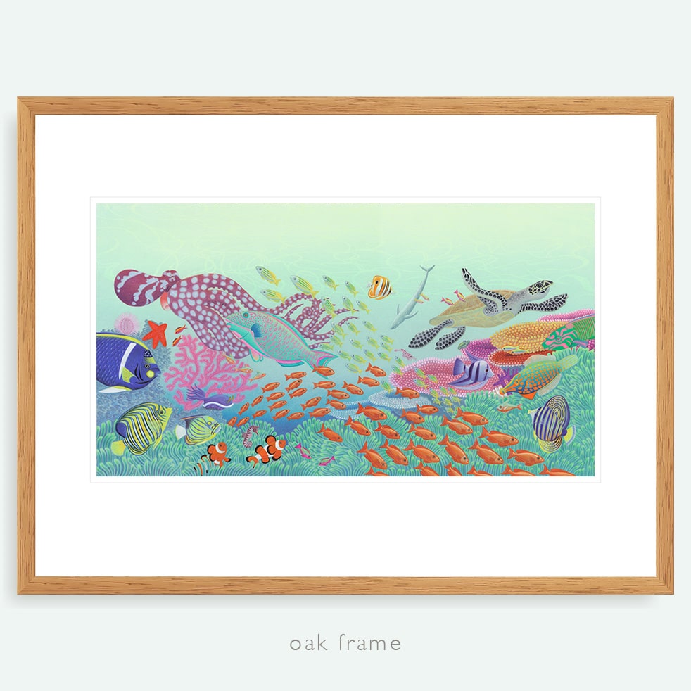 Octopus, Sea Turtle and Tropical Fish Print | Sea Life Wall Décor